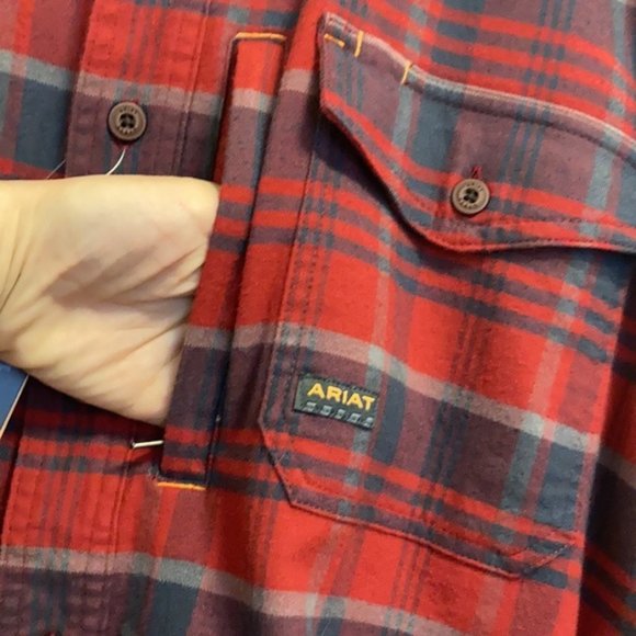 Ariat | Shirts | New Ariat Work Rebar Red Plaid Flannel Work Shirt ...